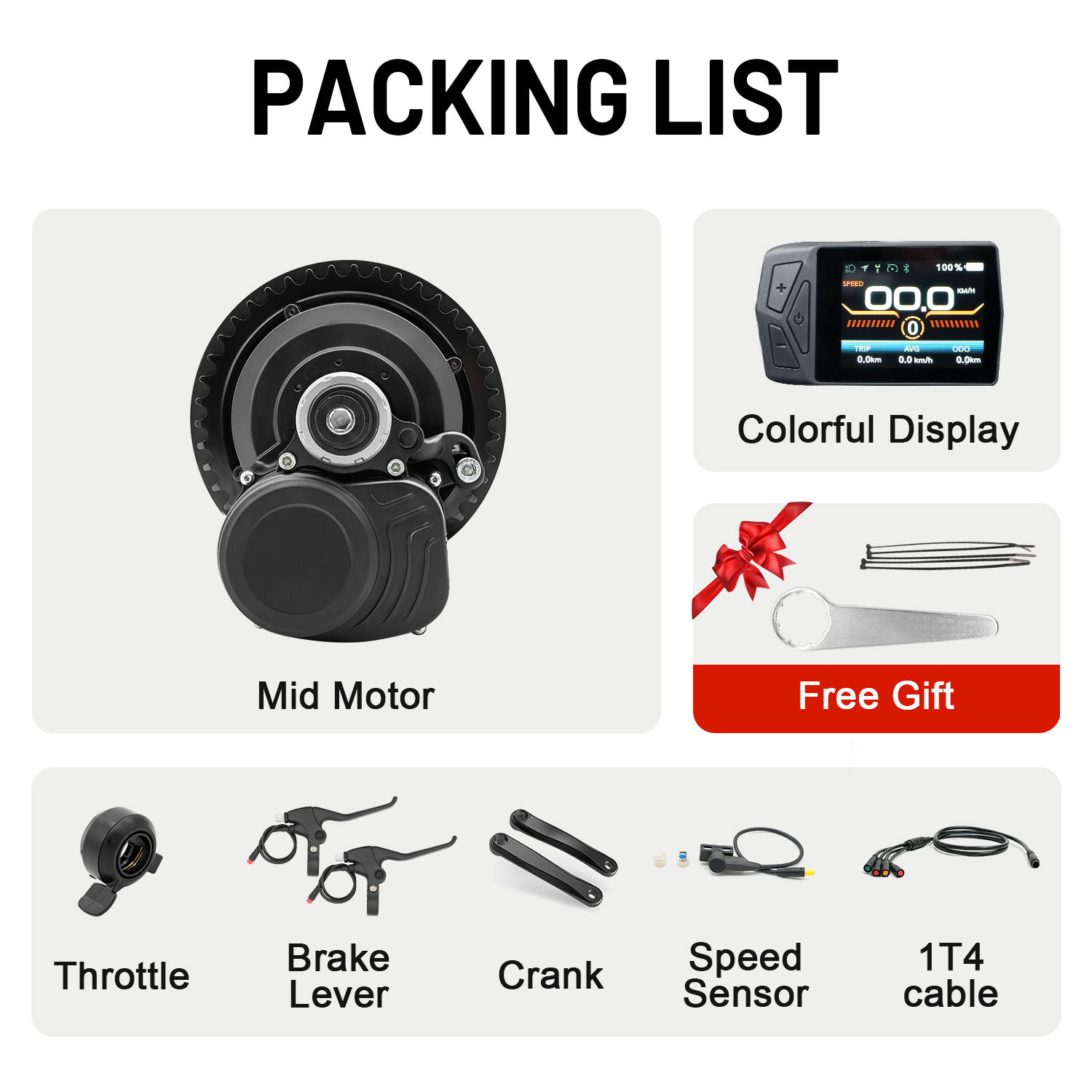 36V 250W Tsdz2b Mid Drive Motor Kit - Green Pedel